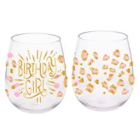 China 16 Ounce Acrylic Stemless Wine Glass Pink Leopard Unbreakable Drink Glasses for sale