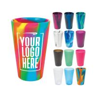 China Promotional Straight Up Pint Glasses 16Oz Unbreakable Branded Silipint Cup for sale