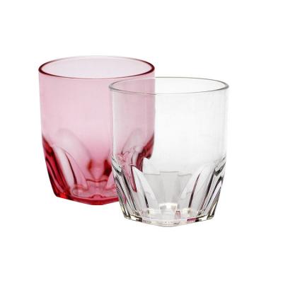 China Reusable San Plastic Whisky Glasses 12oz Acrylic Drink Glasses Tumblers Flat Bottom for sale