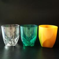 China Reusable San Plastic Whisky Glasses 12oz Acrylic Drink Glasses Tumblers Flat Bottom for sale