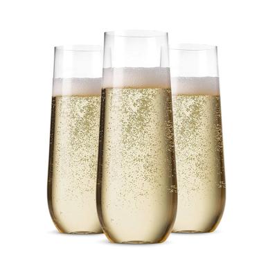 China Unbreakable Tritan Stemless Champagne Flutes Bar Plastic Champagne Fluted Glassware for sale