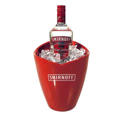 China Smirnoff Vodka Red Plastic Champagne Ice Bucket Bar Beer Cooler Bucket for sale