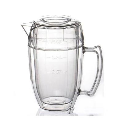 China 2L Double Wall Water Pitcher With Lid Covered Airtight Milk Juice Pitcher Plastic for sale