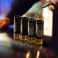 China 12 Gauge Shot Gun Shell Style Shot Glass Set Of 4 Plastic Shot Glasses for sale