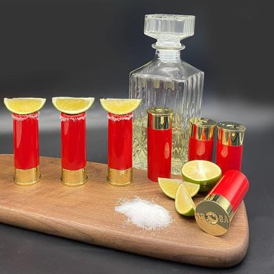 China 12 Gauge Shot Gun Shell Style Shot Glass Set Of 4 Plastic Shot Glasses for sale