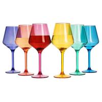 China Colored Stemmed Reusable Plastic Wine Glasses Acrylic BPA Free Plastic Wine Goblet for sale