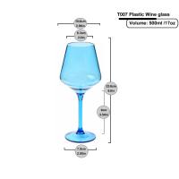 China Colored Stemmed Reusable Plastic Wine Glasses Acrylic BPA Free Plastic Wine Goblet for sale