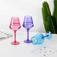 China Colored Stemmed Reusable Plastic Wine Glasses Acrylic BPA Free Plastic Wine Goblet for sale