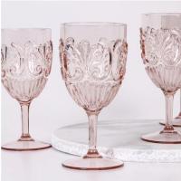 China Scollop Design Acrylic Wine Glass 450ml / 15.5oz BPA Free Shatterproof for sale
