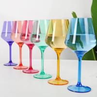 China Colored Stemmed Reusable Plastic Wine Glasses Acrylic BPA Free Plastic Wine Goblet for sale