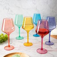 China Colored Stemmed Reusable Plastic Wine Glasses Acrylic BPA Free Plastic Wine Goblet for sale