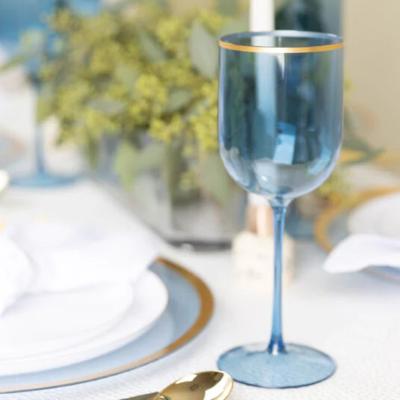 China 405ml 15oz Plastic Wine Goblet With Gold Rim For Party for sale