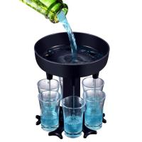China Customized Printing 6 Shot Glass Dispenser And Holder Bar Shot Dispenser With Sloga for sale
