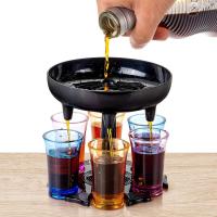 China Customized Printing 6 Shot Glass Dispenser And Holder Bar Shot Dispenser With Sloga for sale
