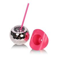 China Pink Cowboy Hat Disco Ball Cup With Straw 600ml 20oz Food Grade Plastic for sale