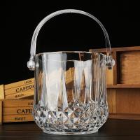 China Household Acrylic Champagne Ice Bucket Bar Transparent Diamond Shape Silver Handle for sale