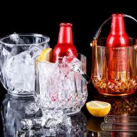 China Household Acrylic Champagne Ice Bucket Bar Transparent Diamond Shape Silver Handle for sale