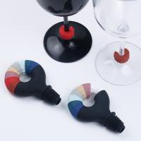 China Pulltex Rainbow Wine Bottle Stopper With 8 Glass Identifiers Silicone Charm for sale