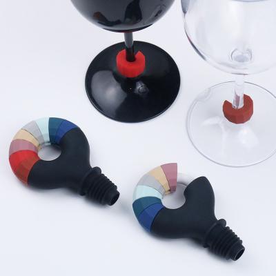 China Plastic Silicone Champagne Bottle Stopper Food Grade Pulltex And Glass Identifier Charm for sale
