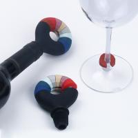 China Plastic Silicone Champagne Bottle Stopper Food Grade Pulltex And Glass Identifier Charm for sale