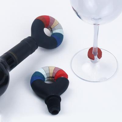 China OEM ODM Rabbit Bottle Wine Stopper And Pourer 8 Color Rainbow Charms for sale