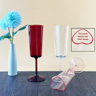 China Heart Design Fda Plastic Champagne Glasses Dishwasher Safe for sale