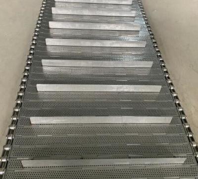 China Chain Flat Wire Mesh Conveyor Belt Metal Plate Cooling With Baffle Plate Conveyor Belt for sale