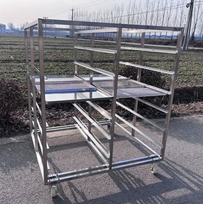 China Stainless Steel Polishing Bakery Racking Trolley Hand Cart Kitchen Equipment for sale