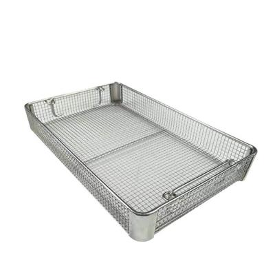 China Stainless Steel Medical Sterilization Metal Mesh Basket With Locking Lid for sale