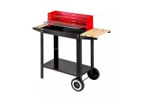 China 18 Inch Freestanding Charcoal Bbq Grill With Wheels Red Lid Rolling Garden Wood Portable for sale