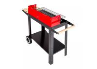 China 18 Inch Freestanding Charcoal Bbq Grill With Wheels Red Lid Rolling Garden Wood Portable for sale
