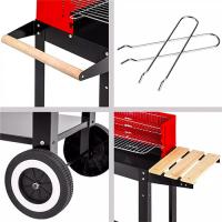 China 18 Inch Freestanding Charcoal Bbq Grill With Wheels Red Lid Rolling Garden Wood Portable for sale