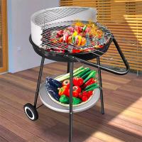 China 20 Inch Round Charcoal Bbq Grill With Smoker Simple Camping Barbecue Trailer for sale