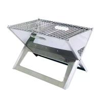 China Large Stainless Steel Charcoal Bbq Grill Foldable Barbeque Grill Outdoor Camping 44x34.5cm for sale