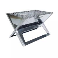 China Large Stainless Steel Charcoal Bbq Grill Foldable Barbeque Grill Outdoor Camping 44x34.5cm for sale