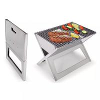 China Large Stainless Steel Charcoal Bbq Grill Foldable Barbeque Grill Outdoor Camping 44x34.5cm for sale