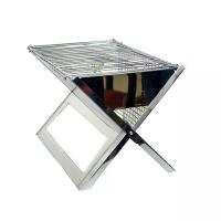 China Large Stainless Steel Charcoal Bbq Grill Foldable Barbeque Grill Outdoor Camping 44x34.5cm for sale