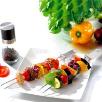 China chicken Barbeque Grill Accessories bbq Grill Skewers Slider Reusable Metal Kebab Sticks for sale