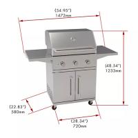 China Freestanding Flat Top Grill Combo Cabinets Wheels 3 Burner Gas Bbq With Side Burner for sale