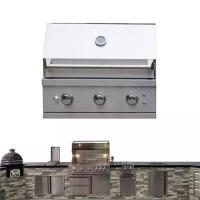 China 28 Inch Stainless Steel Gas Barbeque Grill For Home 3 Burner Bbq Built In 12000 BTU for sale