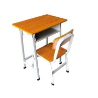 China Classroom School Furniture Desk And Chair Set With Bookshelf Steel Frame for sale