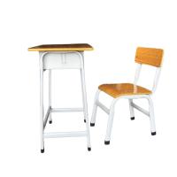 China Classroom School Furniture Desk And Chair Set With Bookshelf Steel Frame for sale