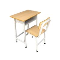 China Wooden Grain Primary School Single Desk And Chair Set For Classroom Furniture for sale