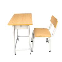 China Wooden Grain Primary School Single Desk And Chair Set For Classroom Furniture for sale