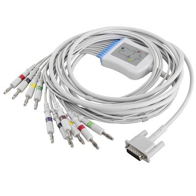 China P-hilips HP EKG Cable M2461A M3702C 989803175901 EKG Cable And Leadwires 15 Pin IEC Banana 4.0 for sale