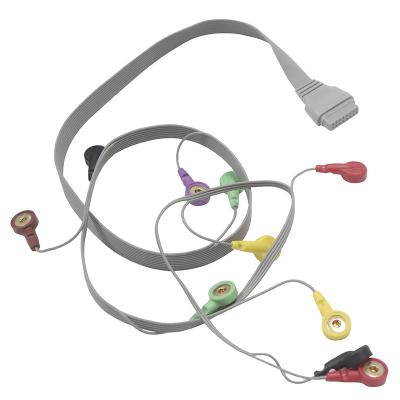 China Edan SE-2003 SE-2012 Holter ECG Cable Patient Cable 10 Lead IEC Snap Electrode Leads for sale
