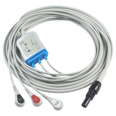 China Kontron 125 128 VSM510 ECG Cable and Leadwires 3Lead AHA Snap 7Pin Connector ECG Cable for sale