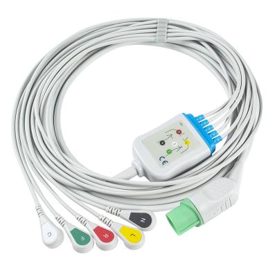 China Nihon Kohden TEC-7631C ECG Cables And Leadwires 11pin Connector ECG Cable 5 Lead IEC Snap for sale