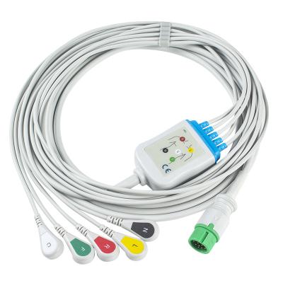 China Comen ECG Cable and Leadwires 5Lead IEC Clip 12Pin Connector ECG Cable for sale