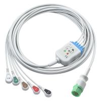 China Fukuda Denshi Compatible Direct-Connect ECG Cable and leadwires - CI-700E-5 5Lead AHA Snap for sale